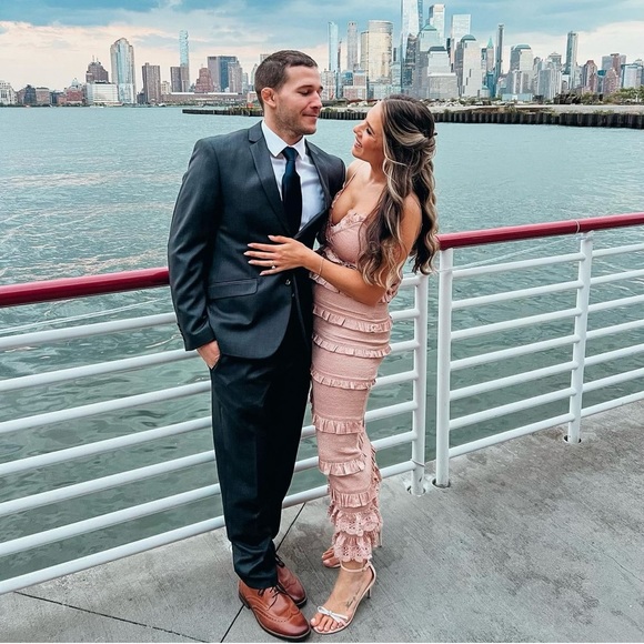 V. Chapman | Dresses | V Chapman Lily Ruched Ruffled Stretch Midi Dress ...